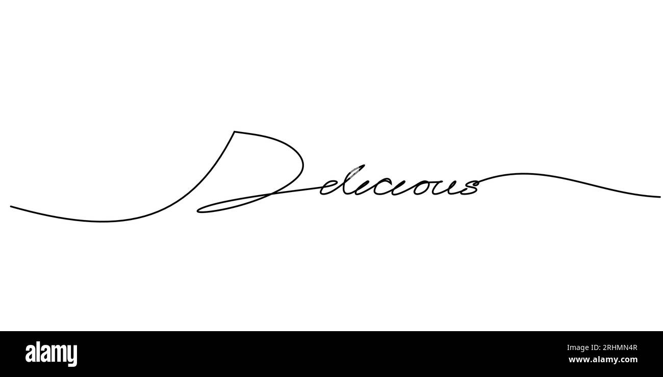 One continuous line drawing typography line art of delicious word ...