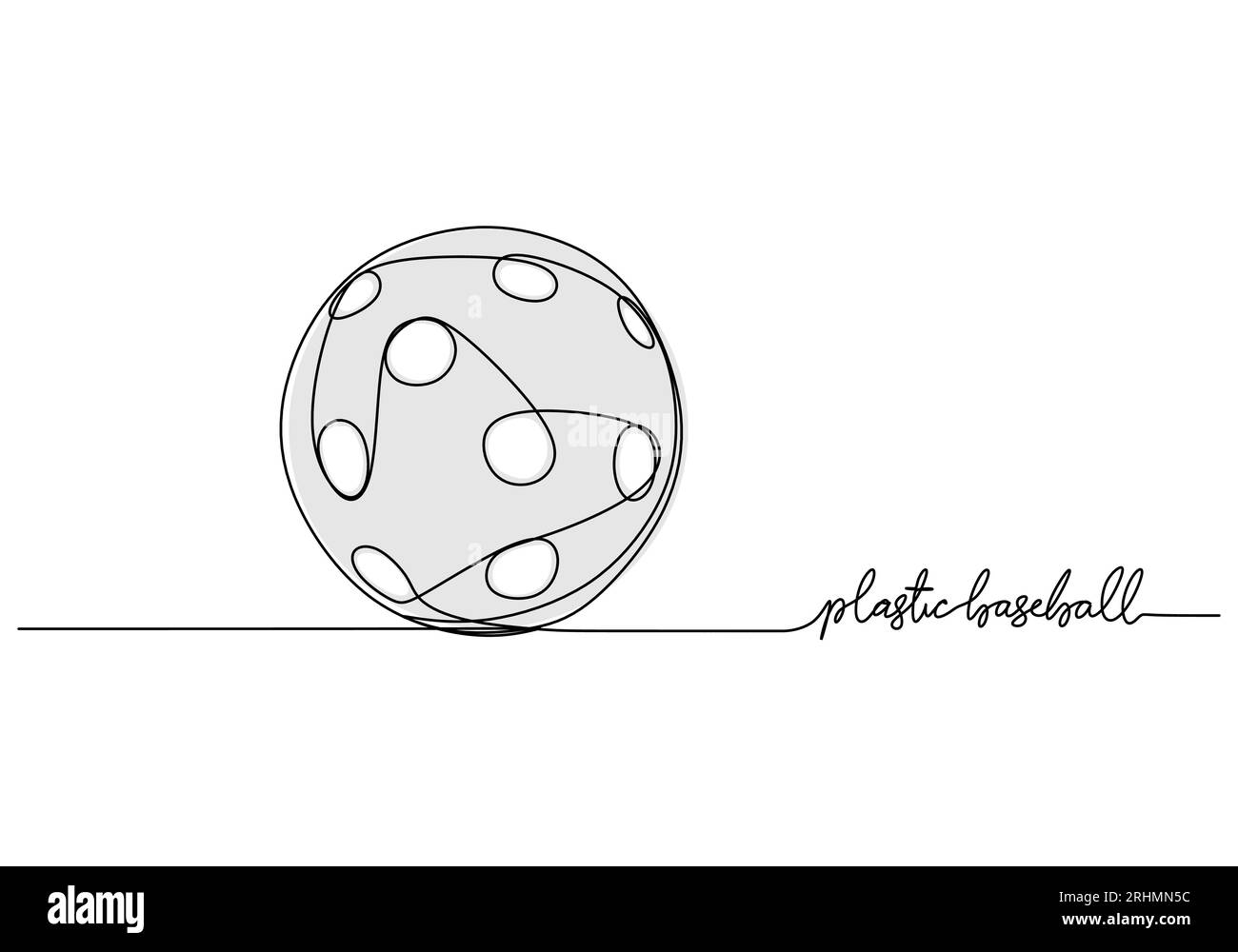 Plastic Softball One Line Drawing Continuous Hand Drawn Sport Theme ...