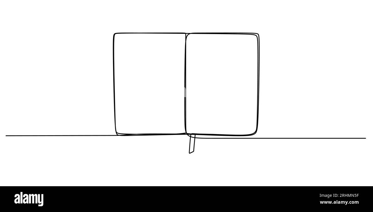 Continuous single one line of book isolated on white background Stock ...