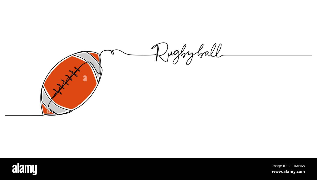 Continuous single one line of rugby ball isolated on white background ...