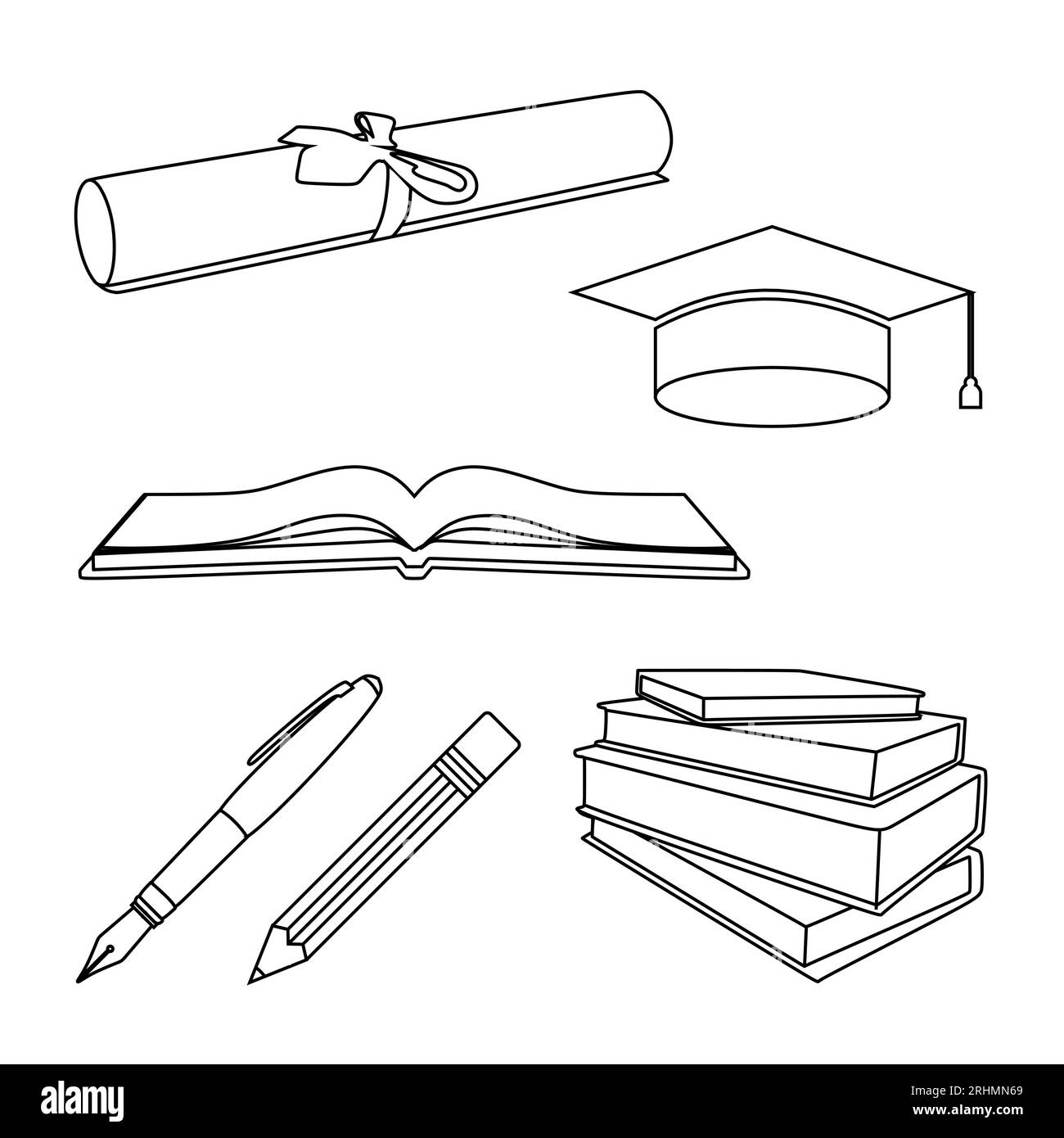 Ink pen set objects Black and White Stock Photos & Images - Alamy