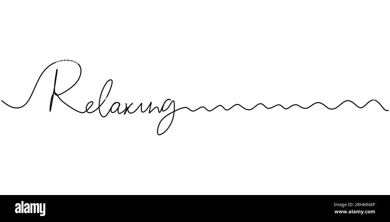 One continuous line drawing typography line art of relaxing word ...
