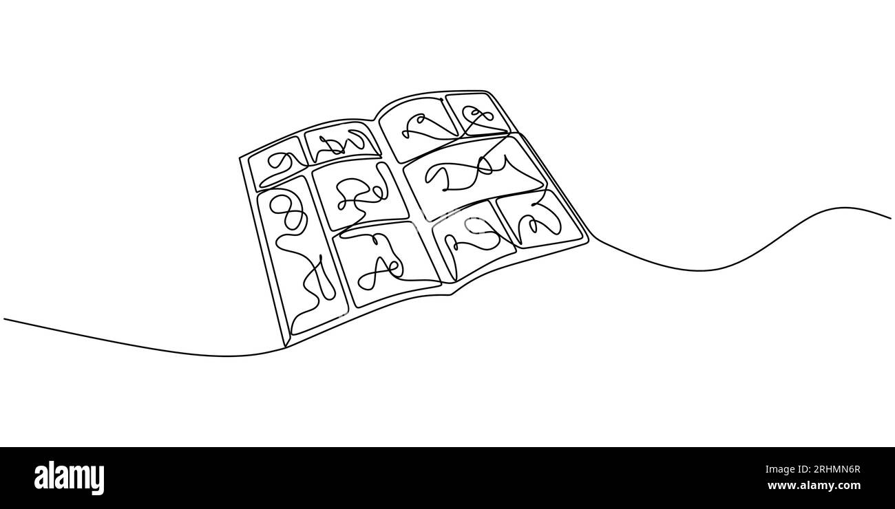 Continuous single one line of comic book isolated on white background ...