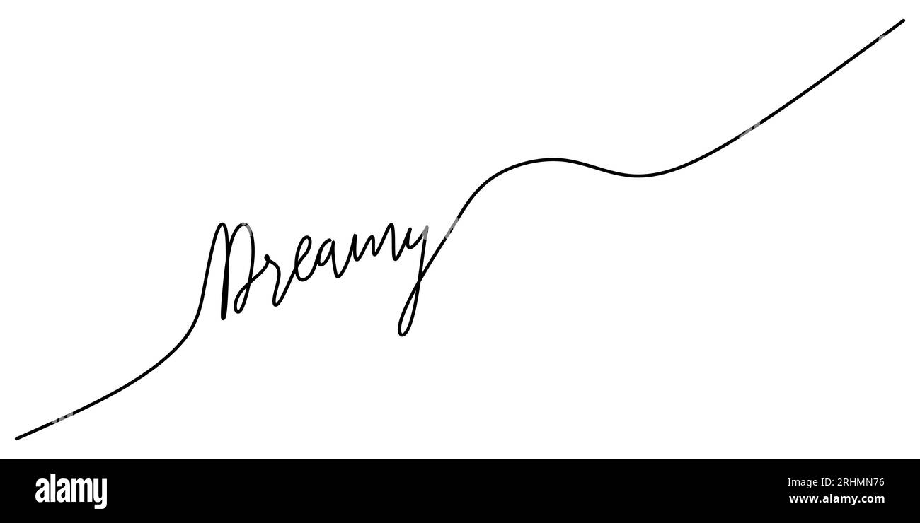 One continuous line drawing typography line art of dreamy word writing ...