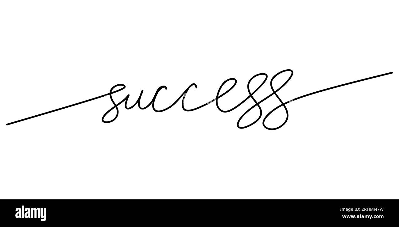 One continuous line drawing typography line art of success word writing ...