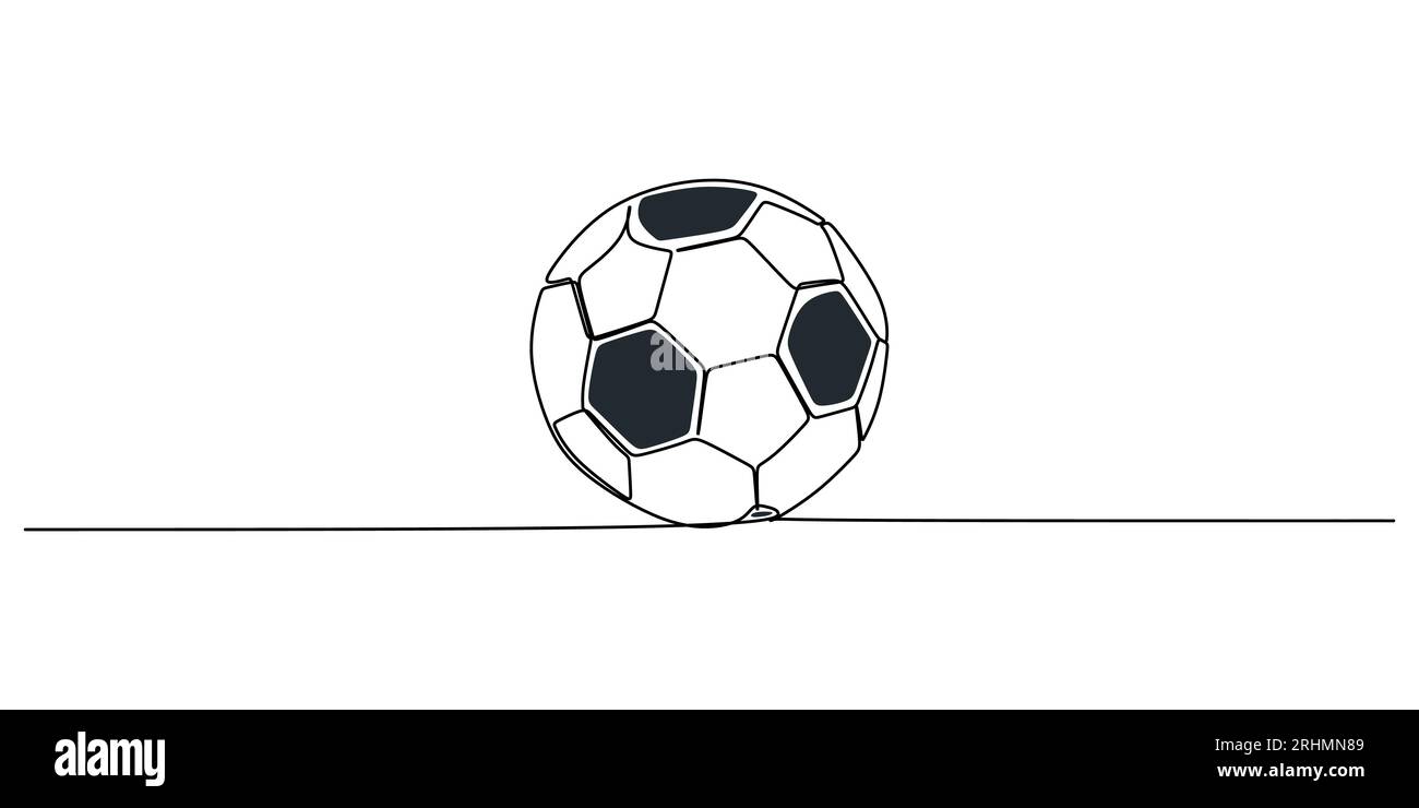 Continuous single one line of soccer ball isolated on white background ...