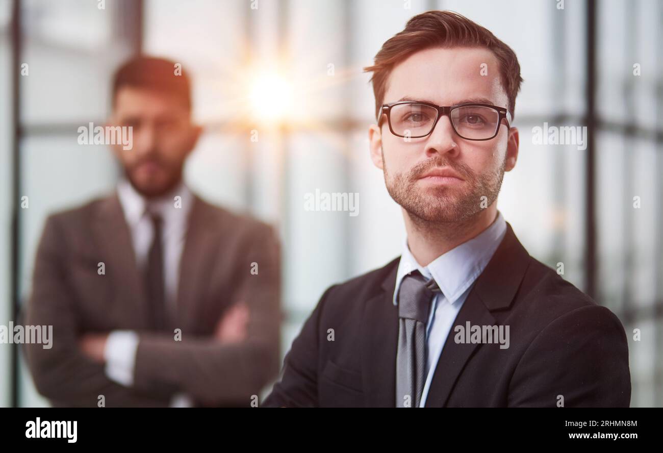 Portrait male worker looking at camera, positive employee posing for ...
