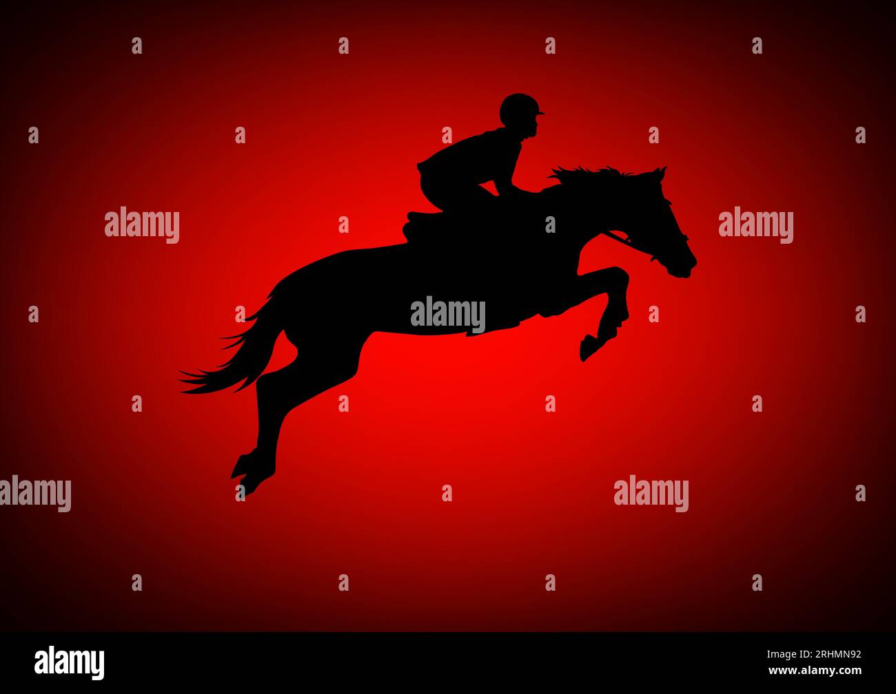 Graphics design silhouette horse jumping with red gradient background ...