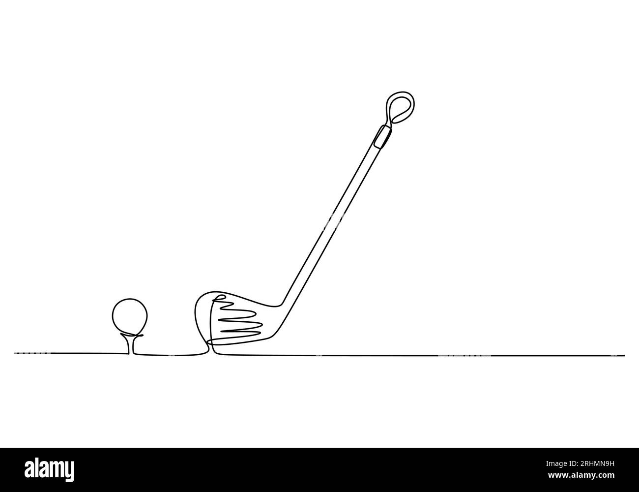 Golf Club One Line Drawing Continuous Hand Drawn Sport Theme Object ...