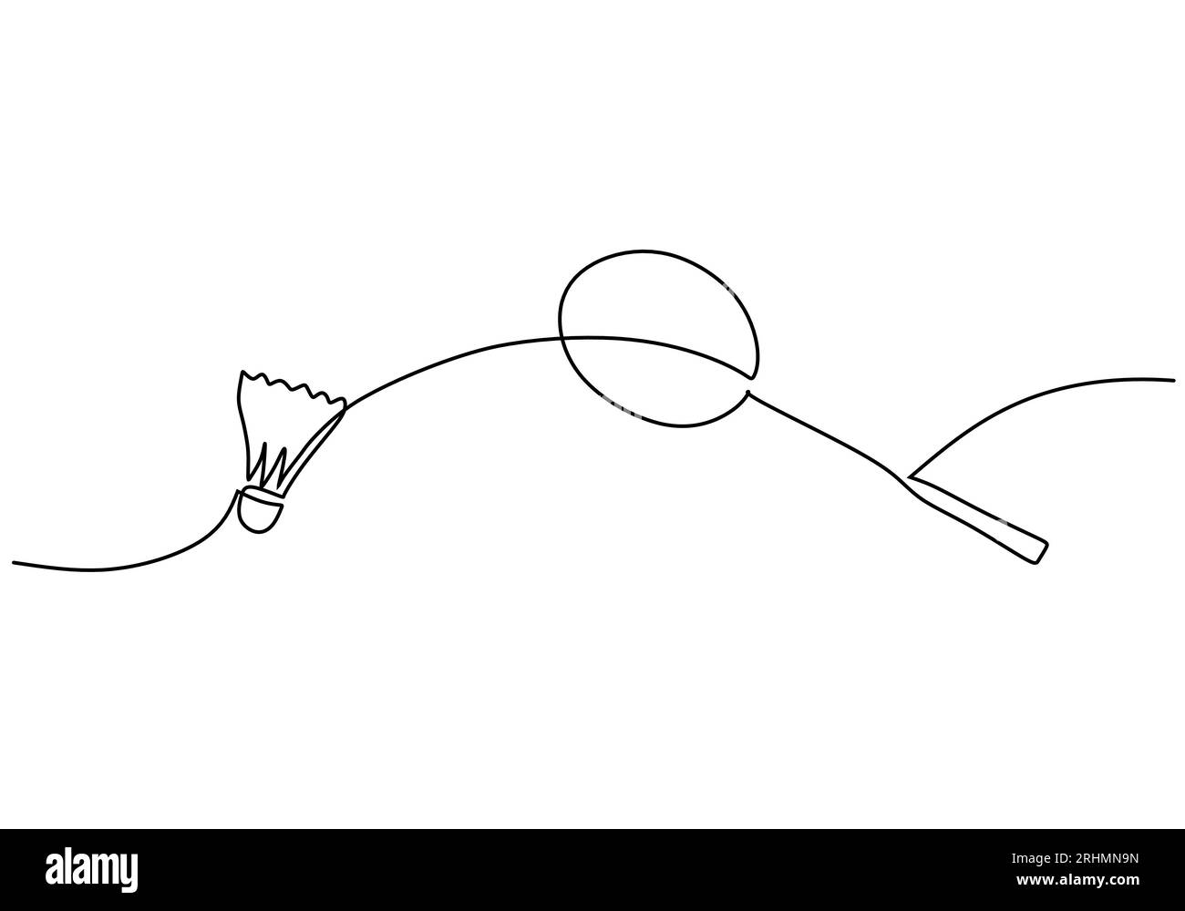 Badminton Racket One Line Drawing: Continuous Hand Drawn Sport Theme ...