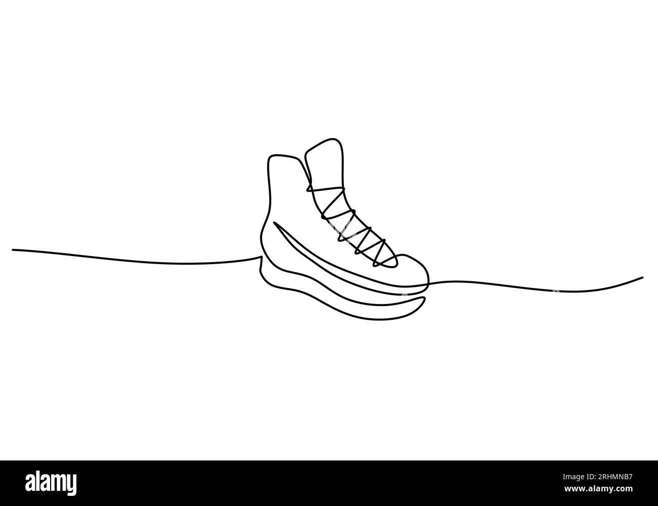 Hiking Shoes One Line Drawing: Continuous Hand Drawn Sport Theme Stock ...