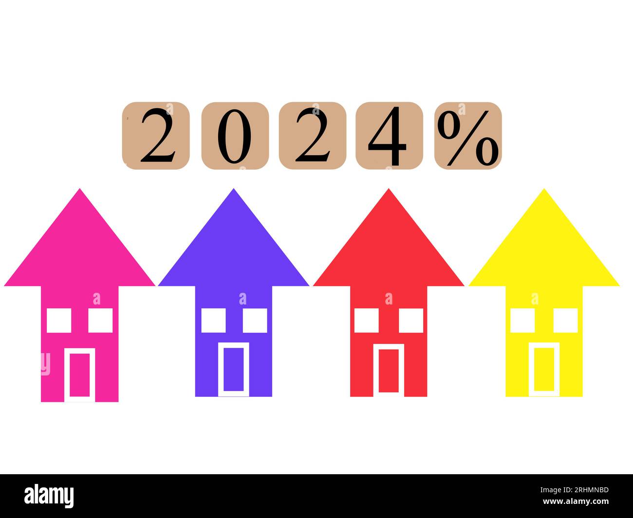 2024 housing market and property value concept illustration with ...