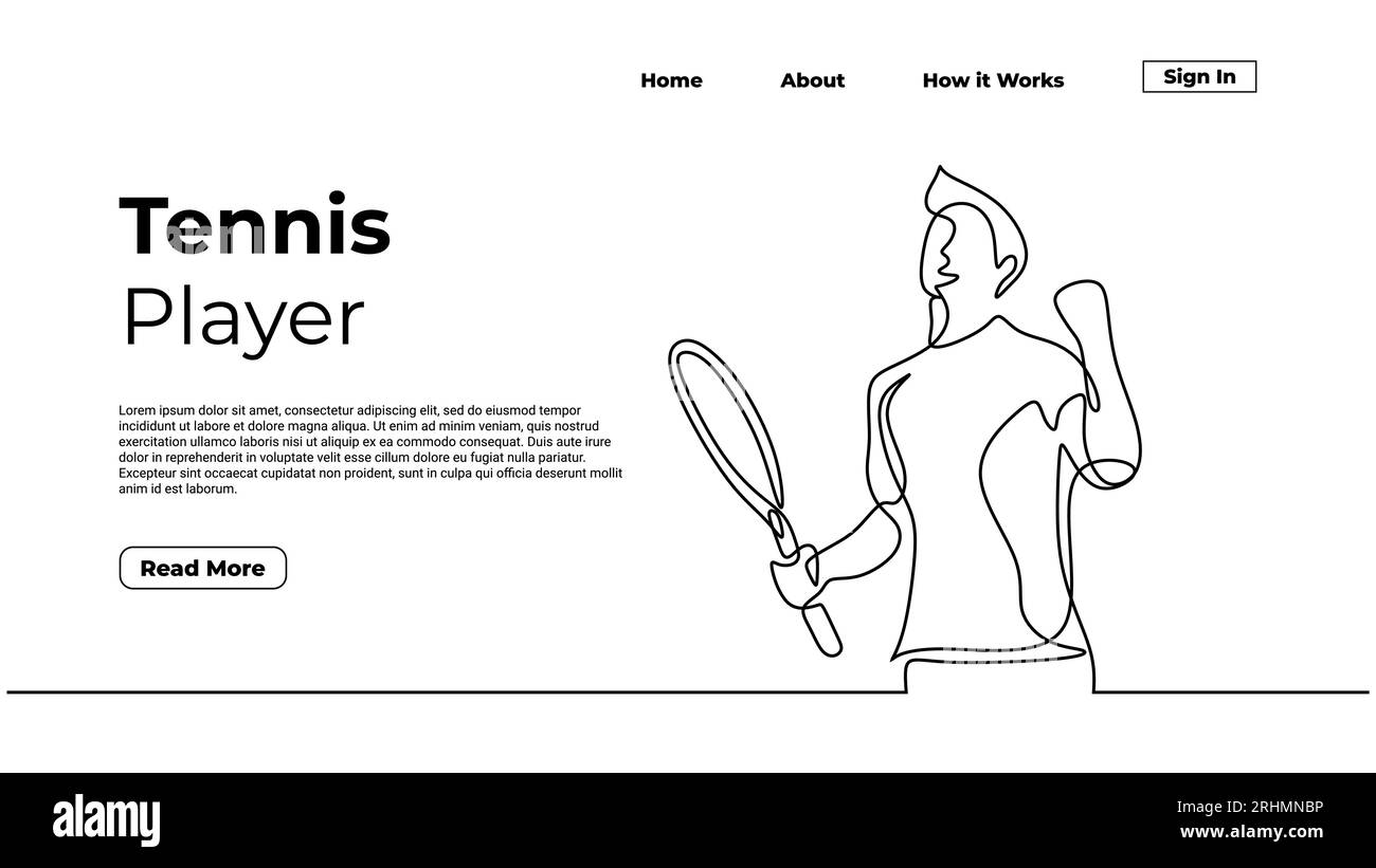 Continuous line drawing tennis player, simple line art hand drawn. Web ...