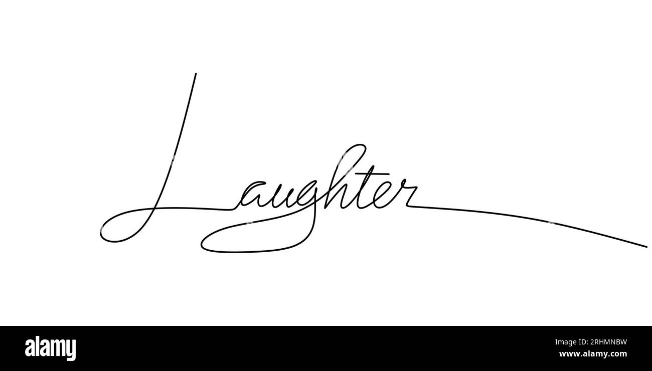 One continuous line drawing typography line art of laughter word ...