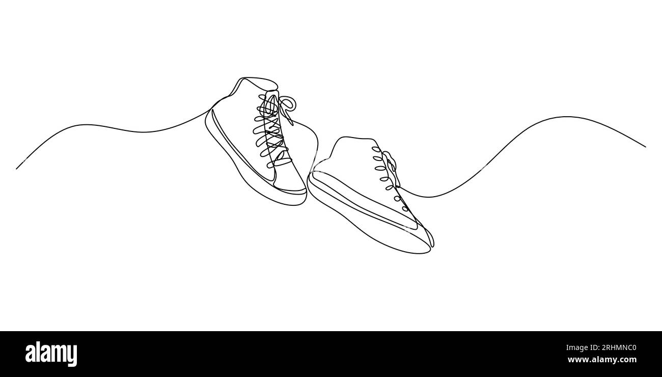 Continuous single one line of sneakers shoes isolated on white background Stock Vector Image ...