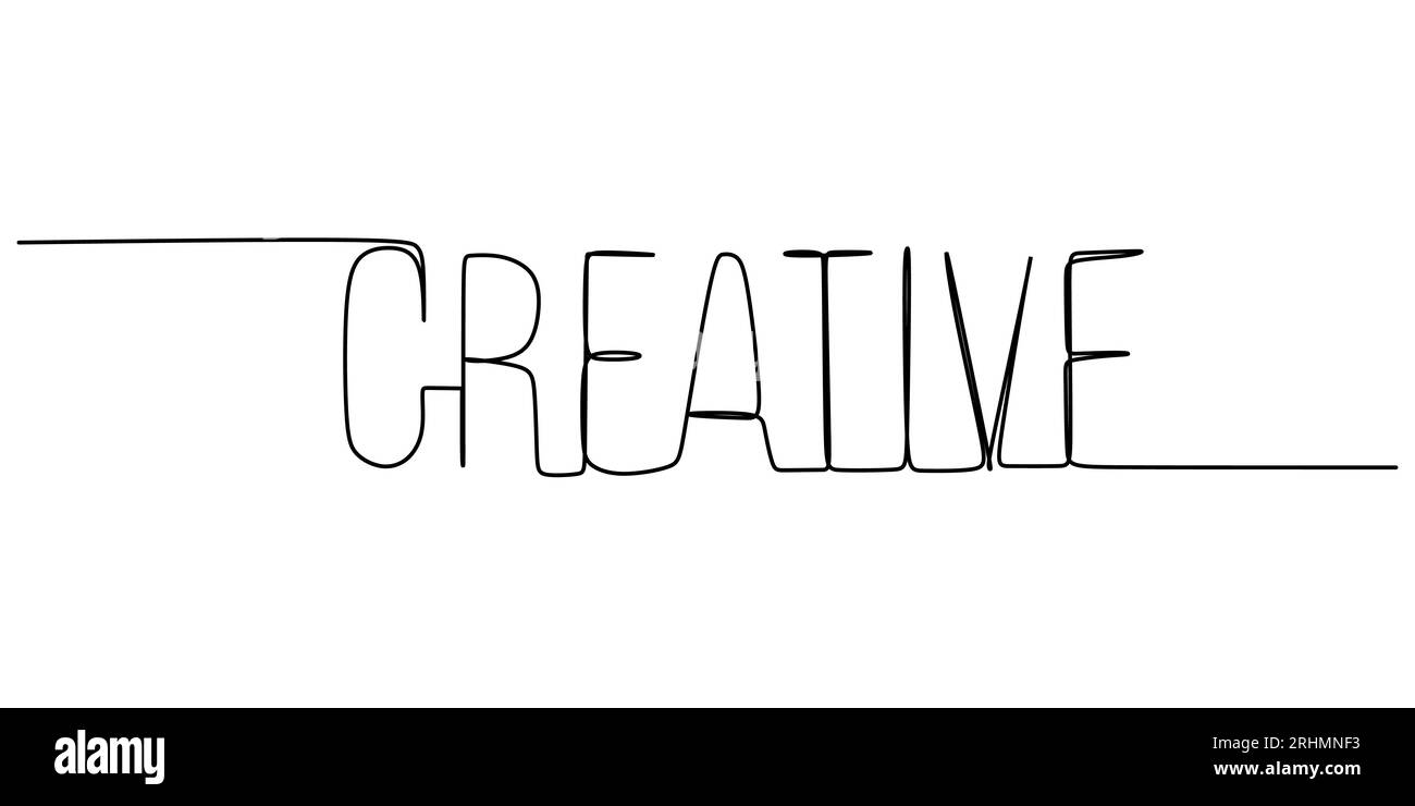 One continuous line drawing typography line art of creative word ...