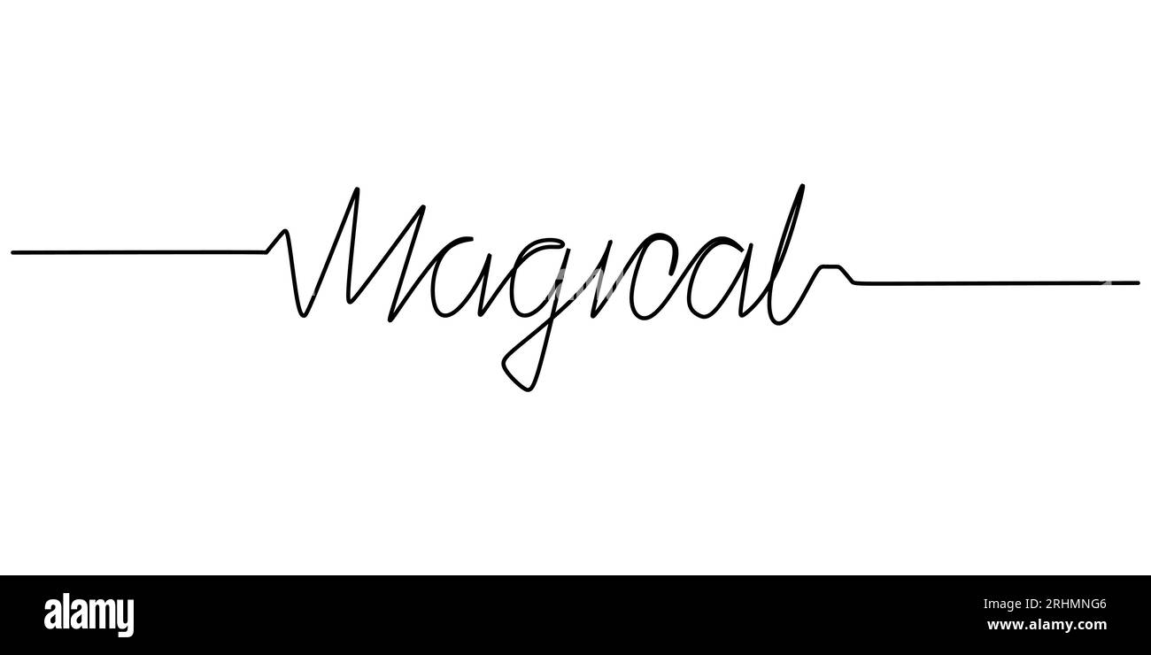 One continuous line drawing typography line art of magical word writing ...