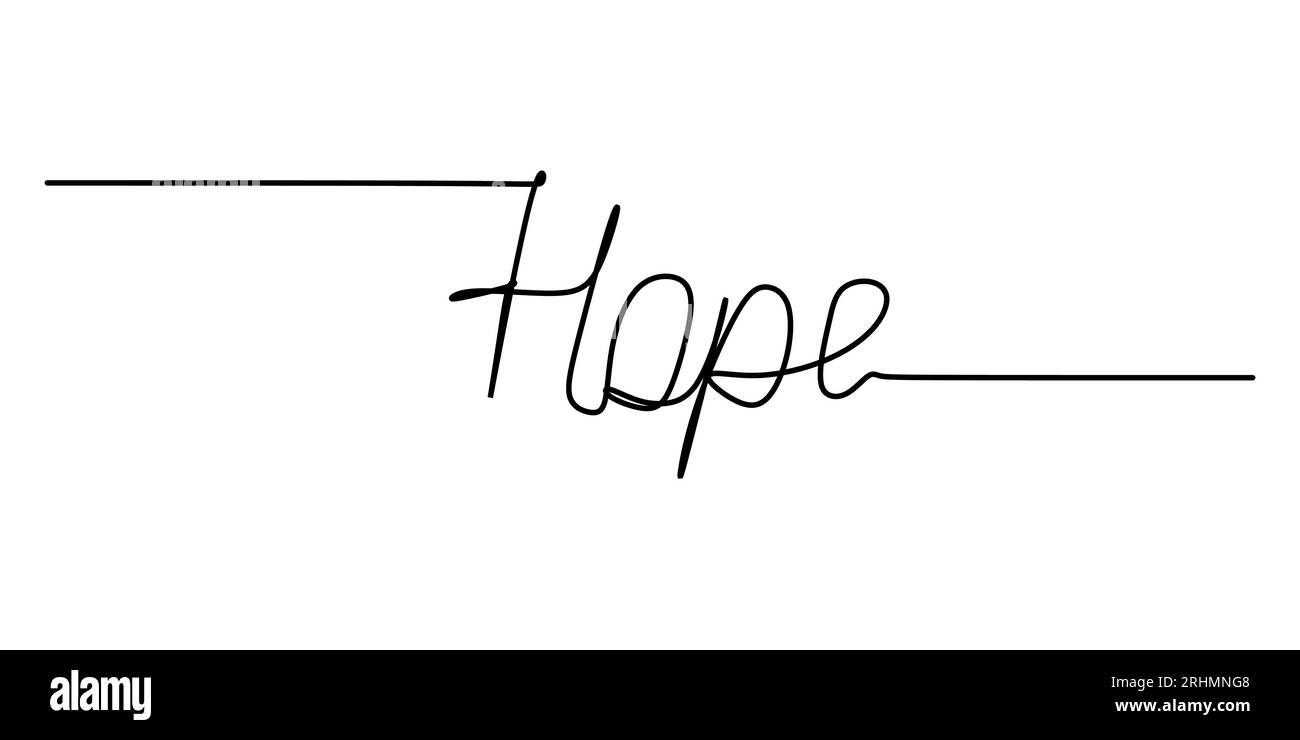 One continuous line drawing typography line art of hope word writing ...