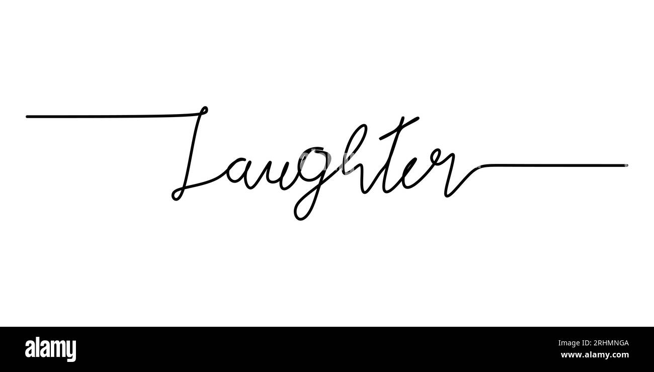 One continuous line drawing typography line art of laughter word ...