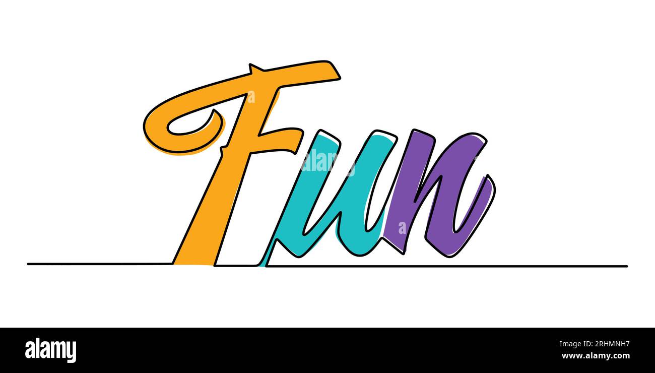 One continuous line drawing typography line art of fun word writing ...
