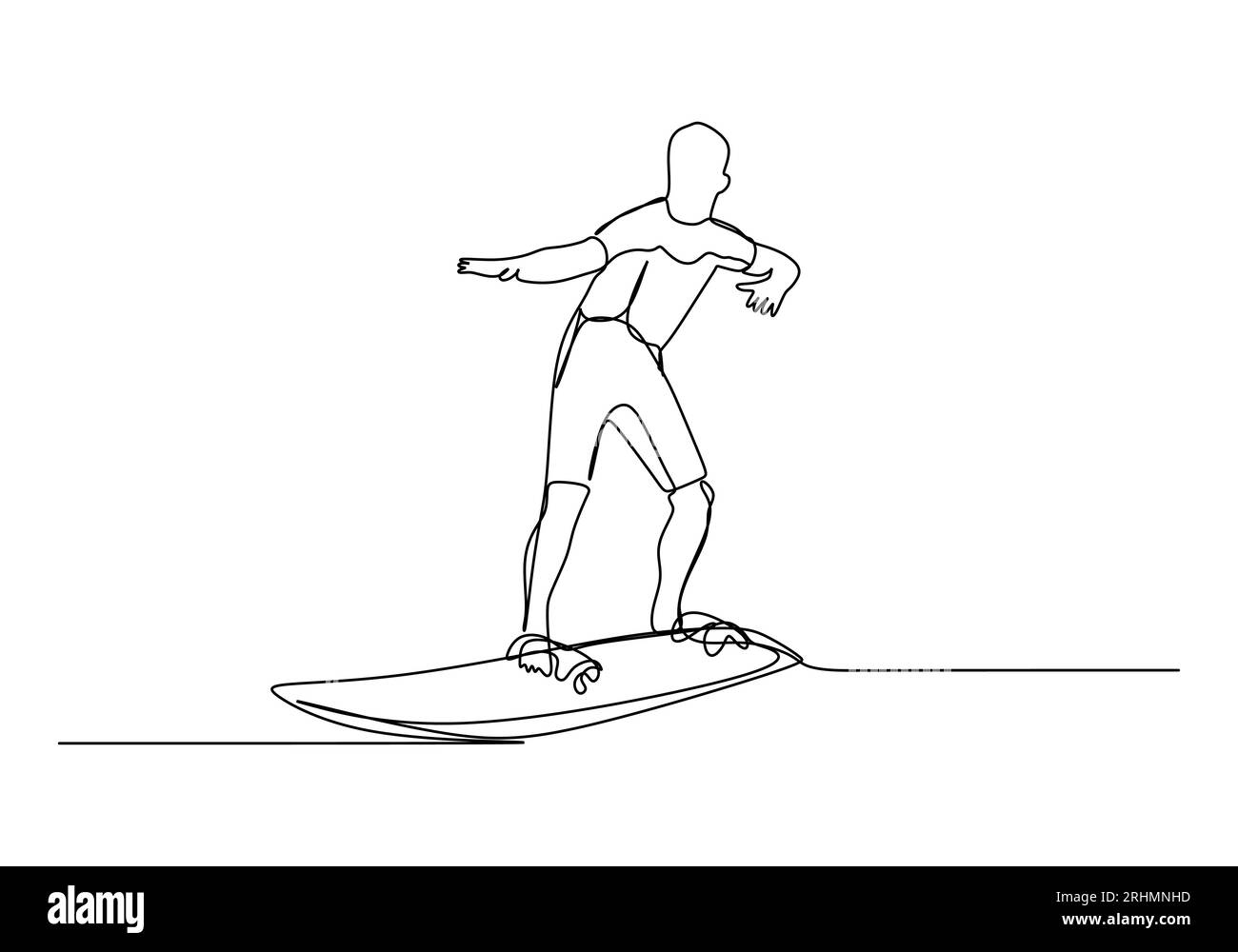 Surfing Costume One Line Drawing Continuous Hand Drawn Sport Theme ...