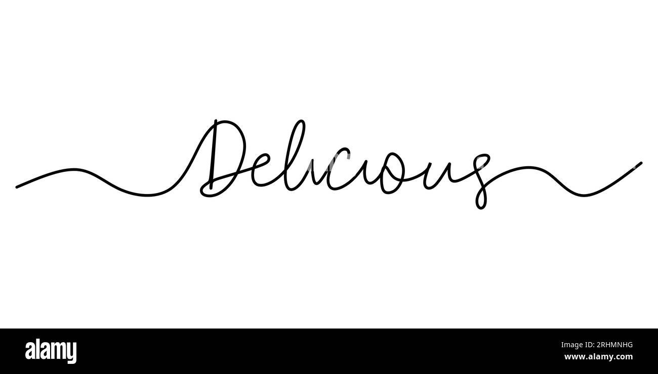 One continuous line drawing typography line art of delicious word ...