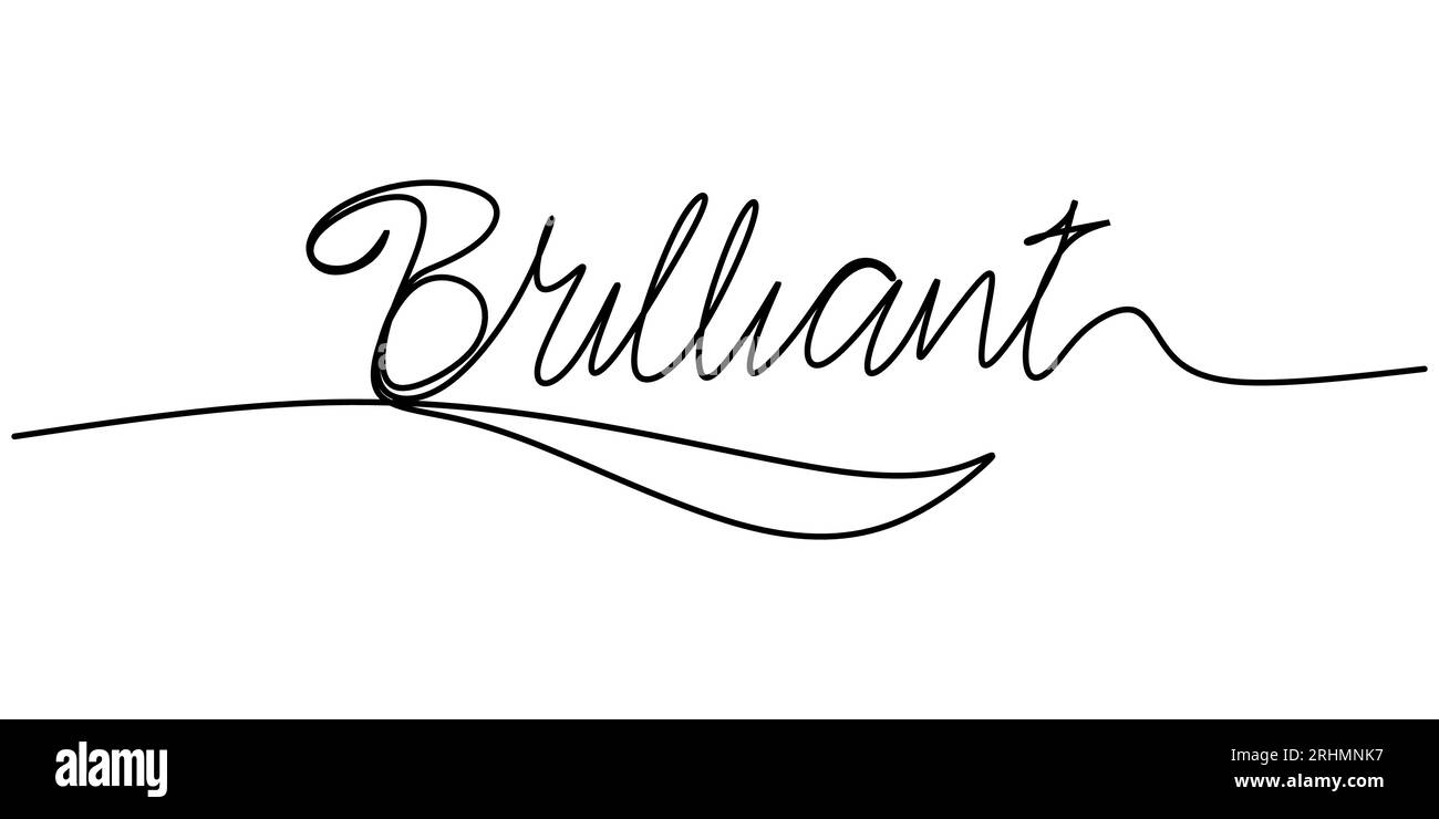 One Continuous Line Drawing Typography Line Art Of Brilliant Word