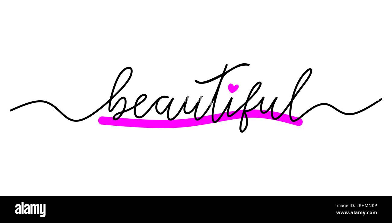 One continuous line drawing typography line art of beautiful word ...