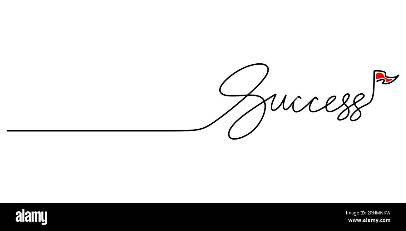 One continuous line drawing typography line art of success word writing ...
