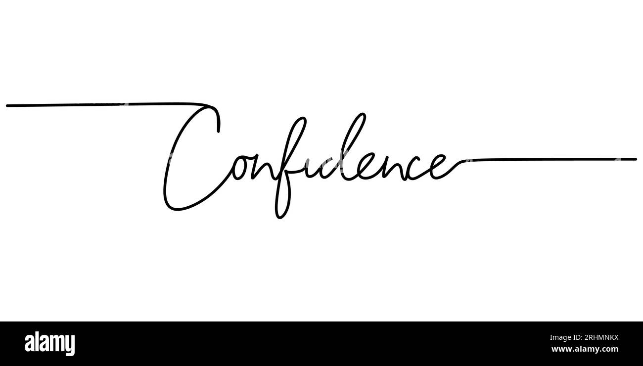 One continuous line drawing typography line art of confidence word ...