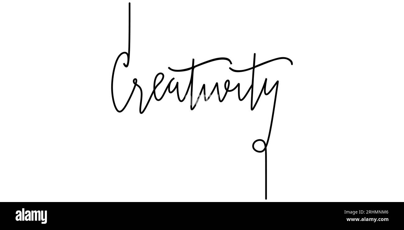 One continuous line drawing typography line art of creativity word ...