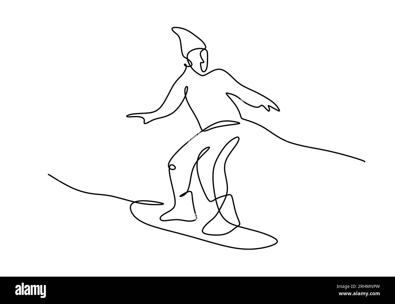 Man wearing Ski Costume One Line Drawing: Continuous Hand Drawn Sport ...