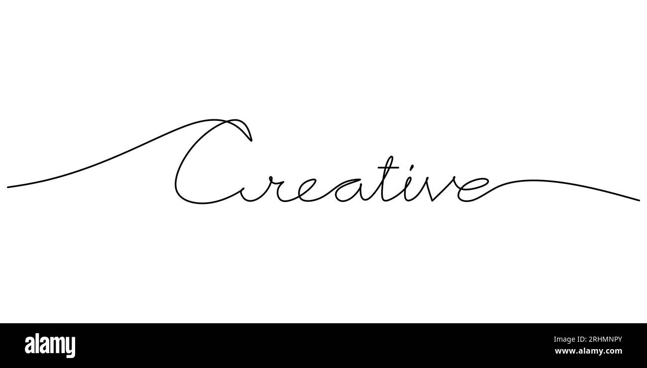 One continuous line drawing typography line art of creative word ...