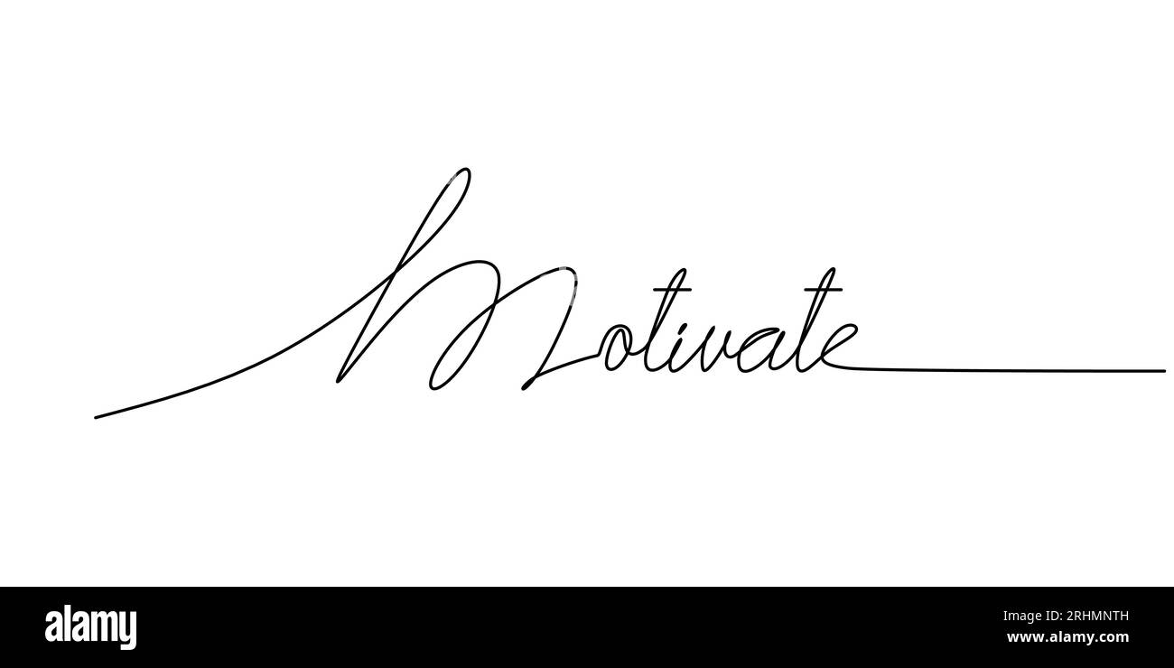 One continuous line drawing typography line art of motivate word ...