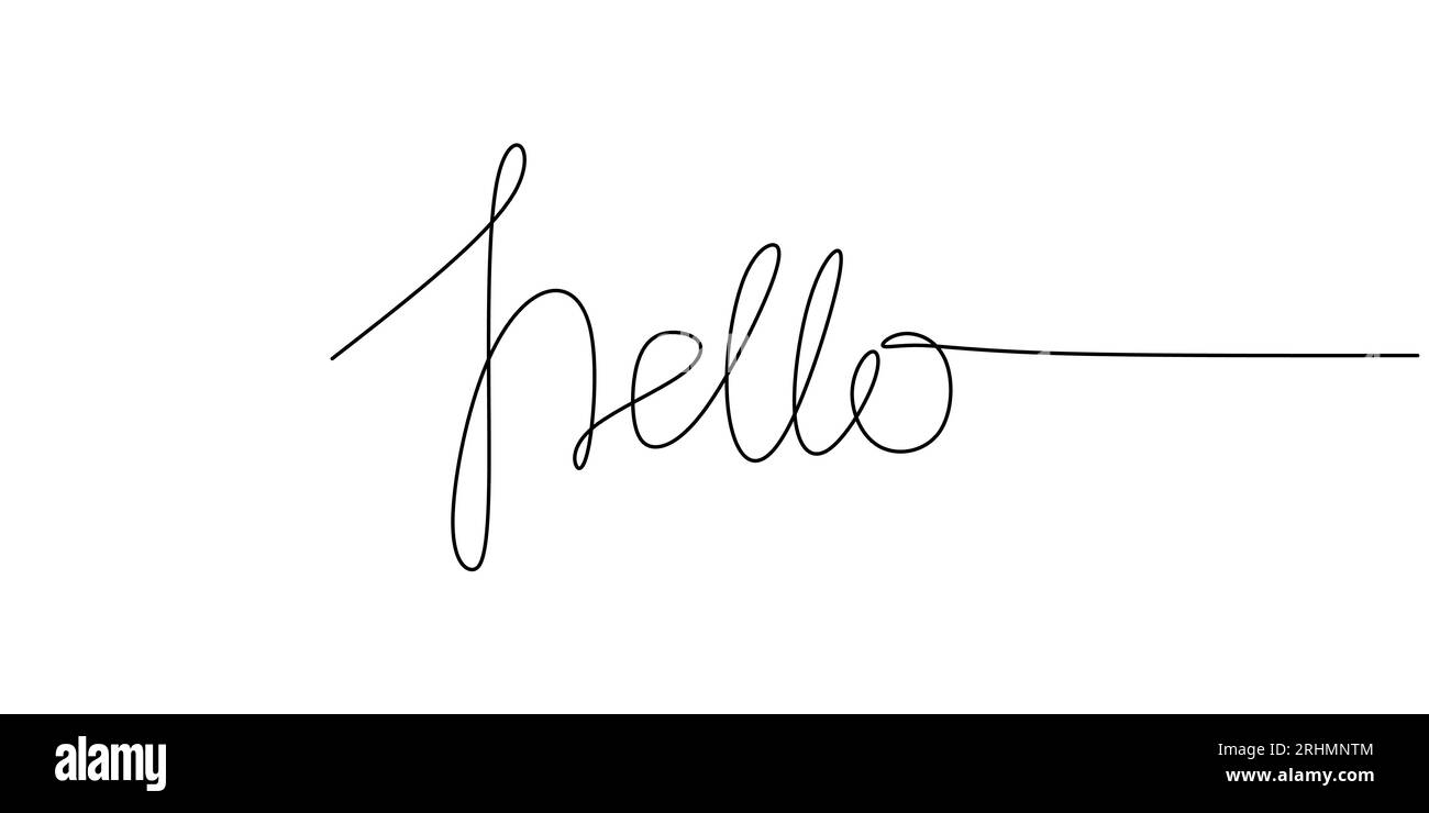 One continuous line drawing typography line art of hello word writing ...