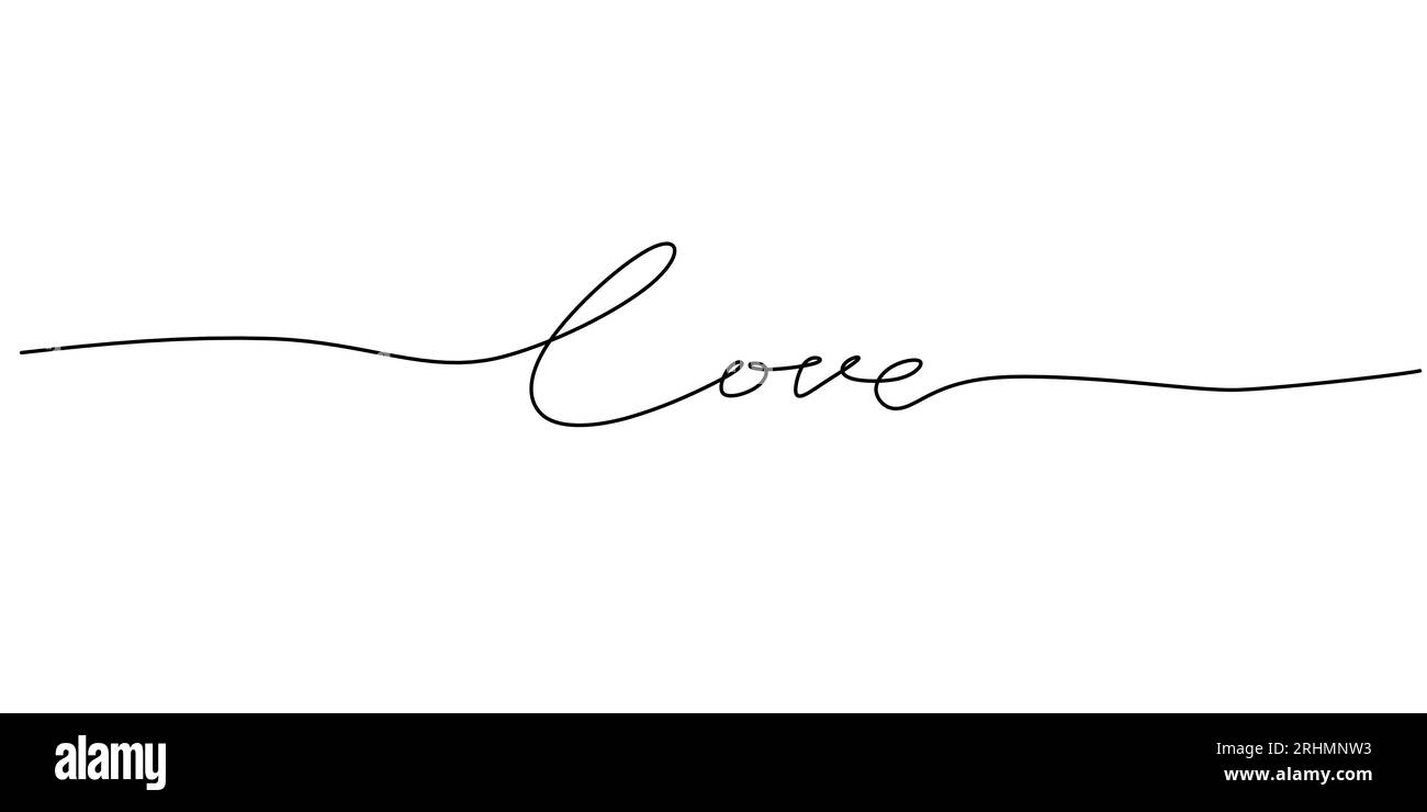 One continuous line drawing typography line art of love word writing ...