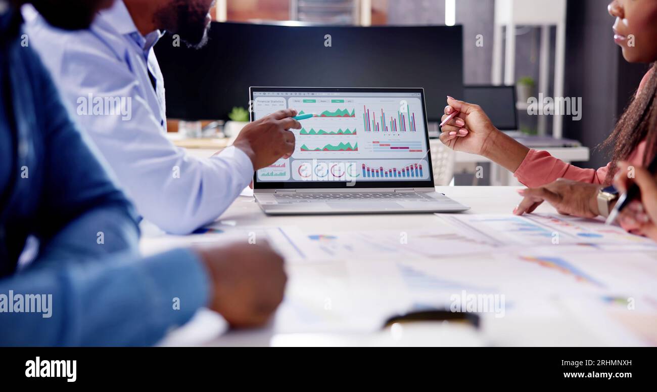 Financial Advisor Group Meeting Examining Analytics Dashboard Stock ...