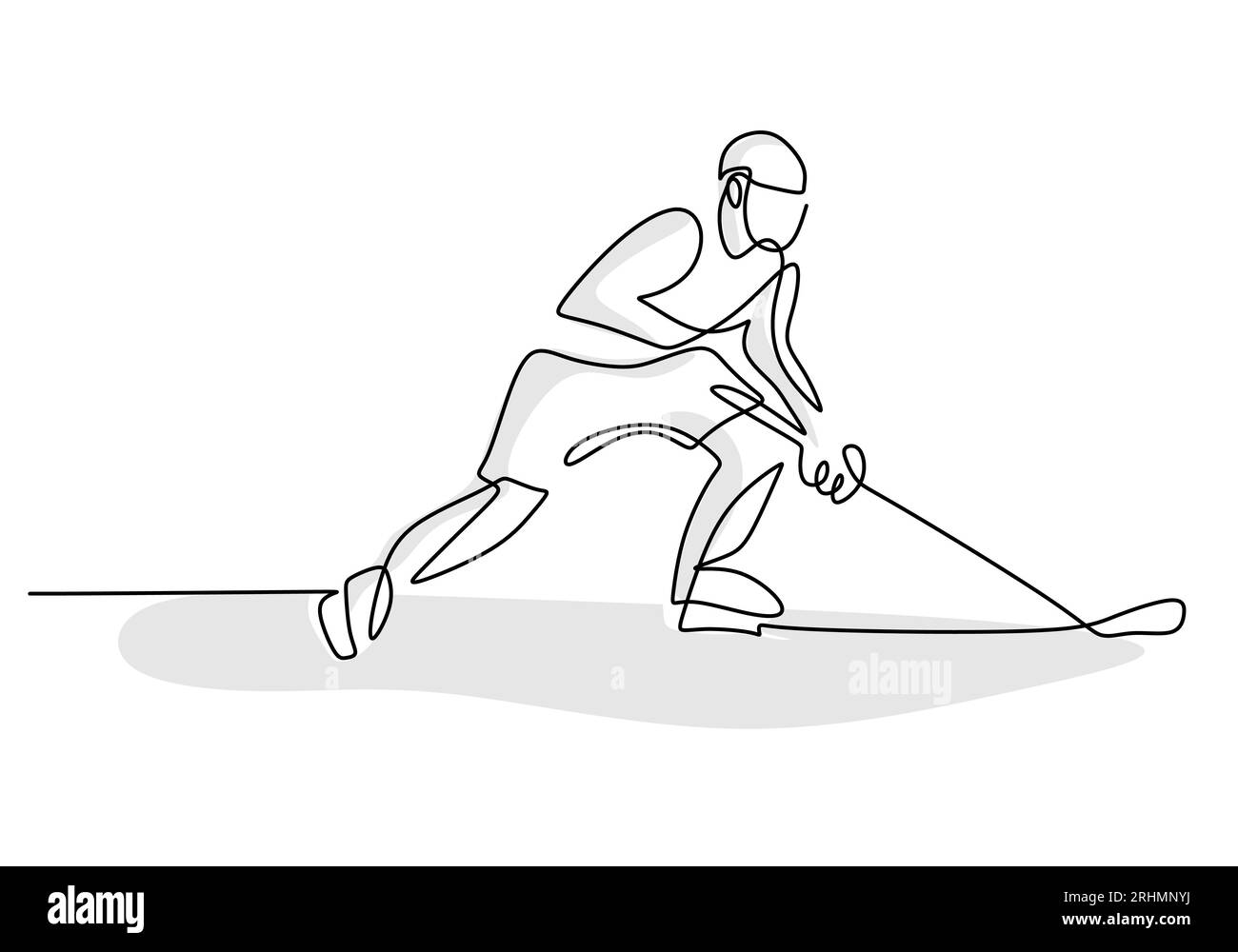Hockey Player Continuous Line Drawing, Sport Game Hand Drawn ...