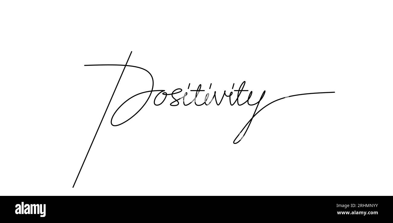 One continuous line drawing typography line art of positivity word ...