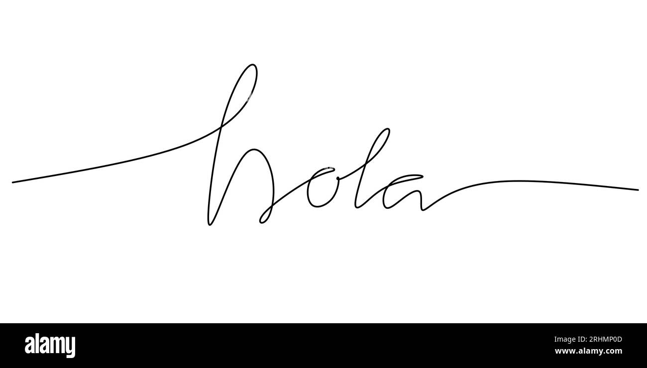 One continuous line drawing typography line art of hola word writing ...