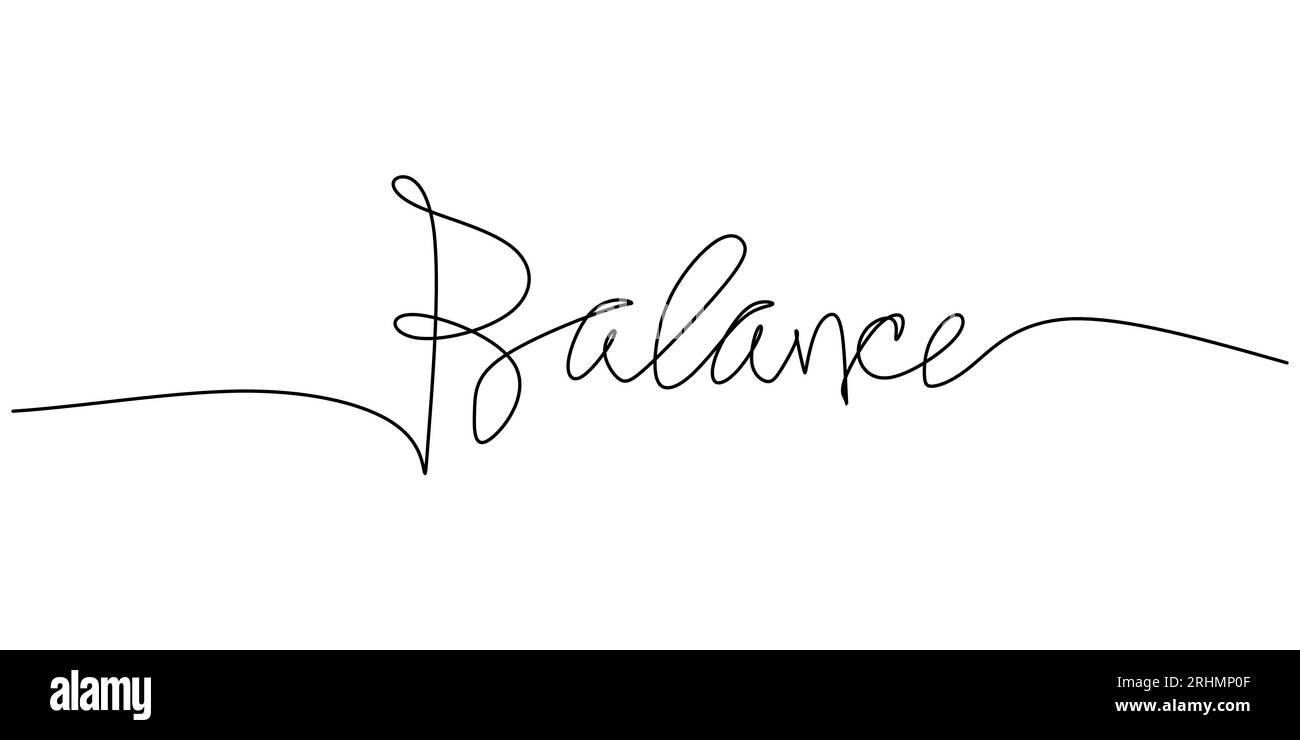 One continuous line drawing typography line art of balance word writing ...