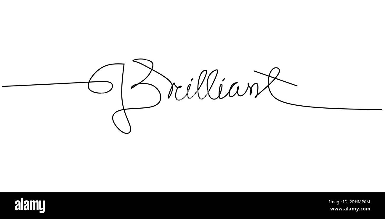 One continuous line drawing typography line art of brilliant word ...