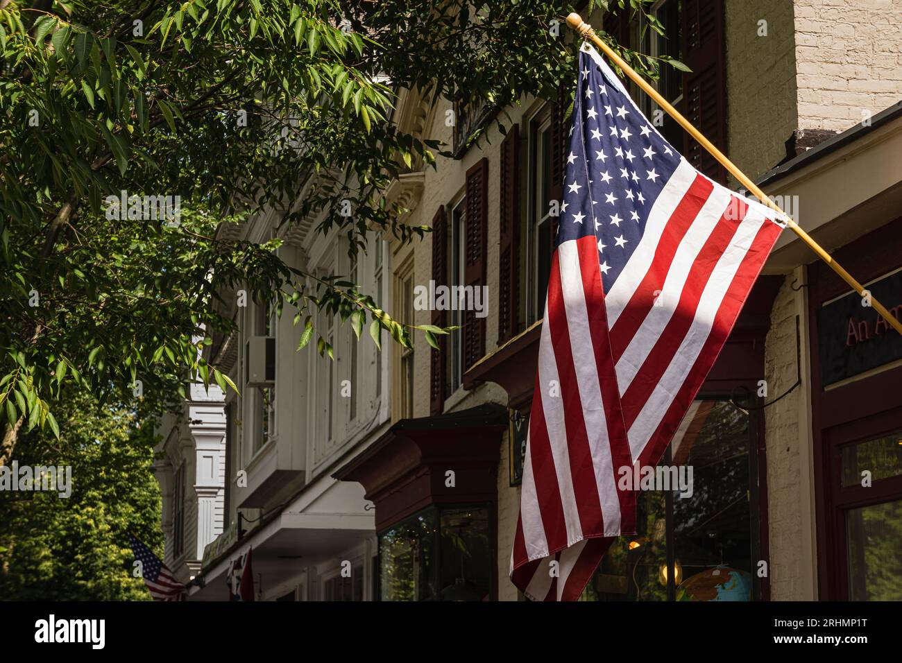 American Flag Shops Main Street Stockbridge, Massachusetts, USA Stock ...