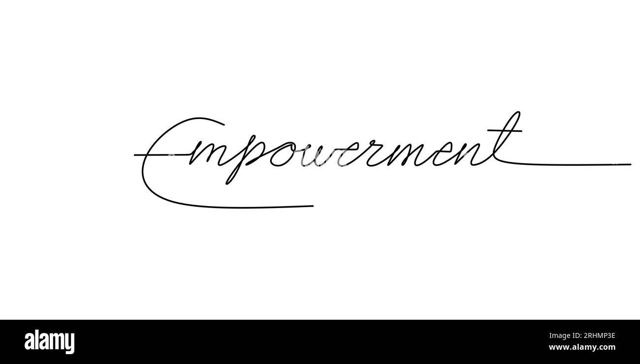 One continuous line drawing typography line art of empowerment word ...