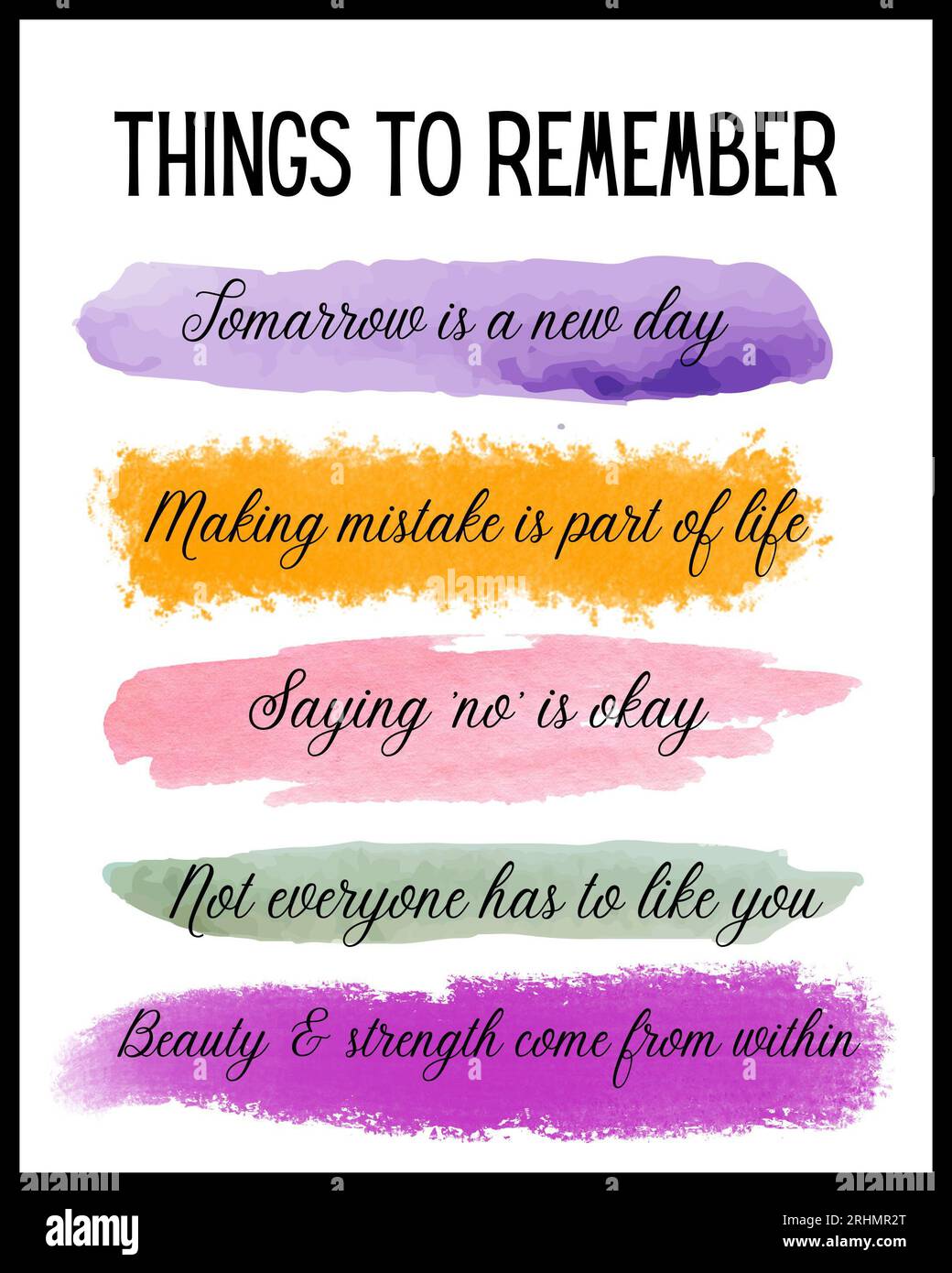 Daily motivational quote on colorful watercolor lines Stock Photo - Alamy