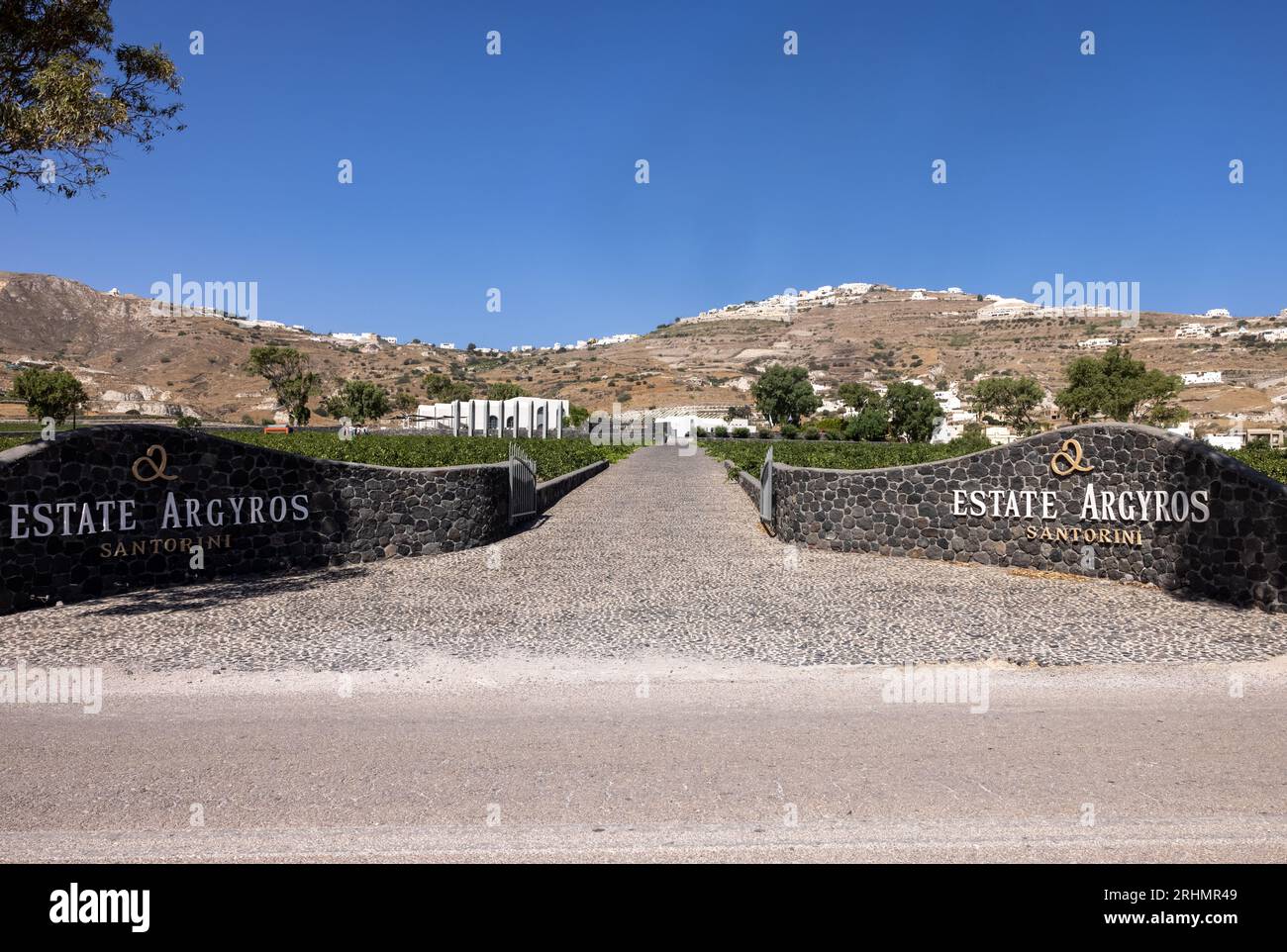 Santorini, Greece - July 2, 2021: Estate Argyros has been established ...
