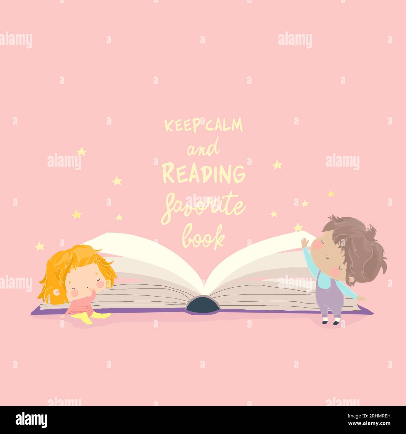 Cute Cartoon Children standing near Big Book Stock Vector Image & Art ...