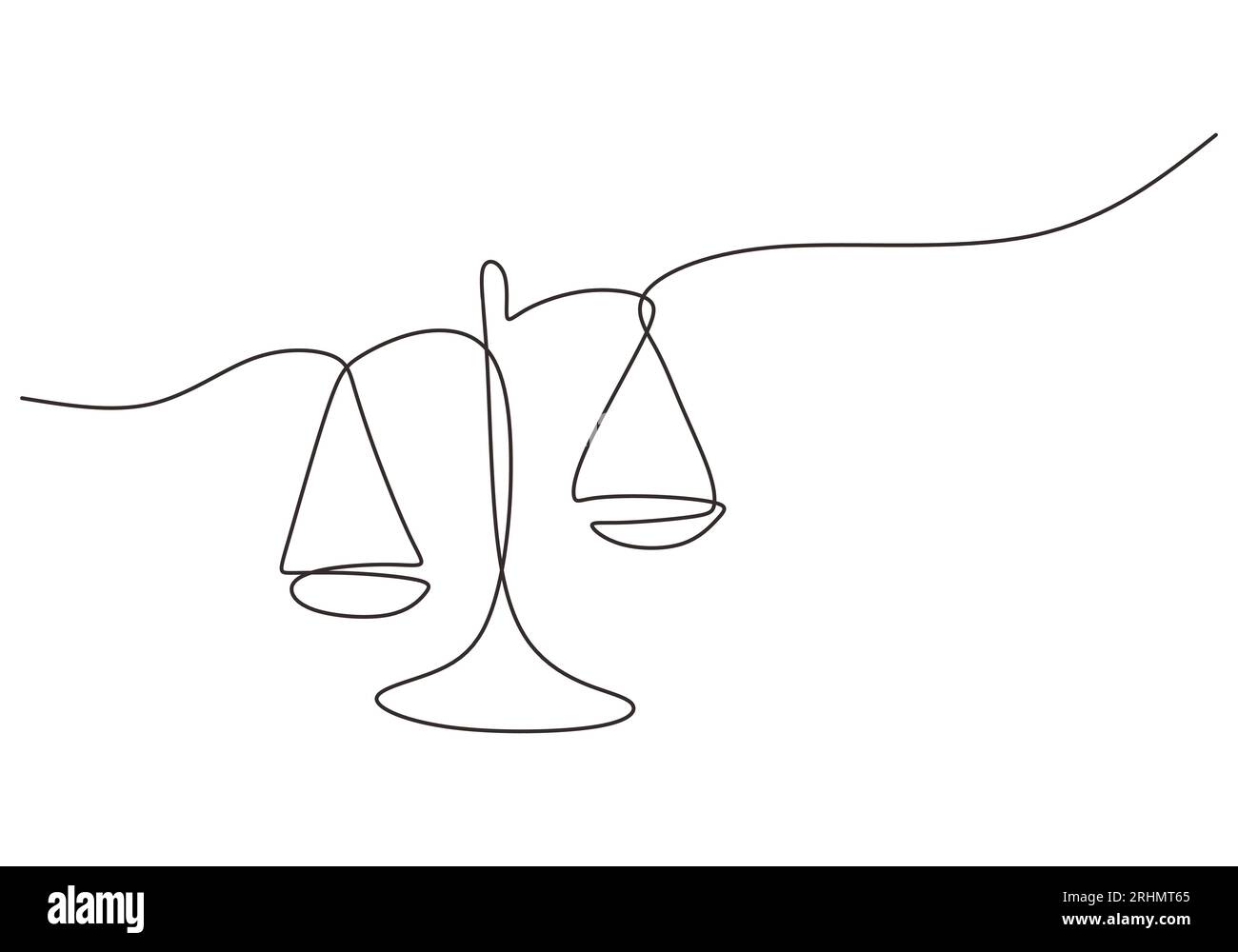 One continuous single line of court legal scales isolated on white ...