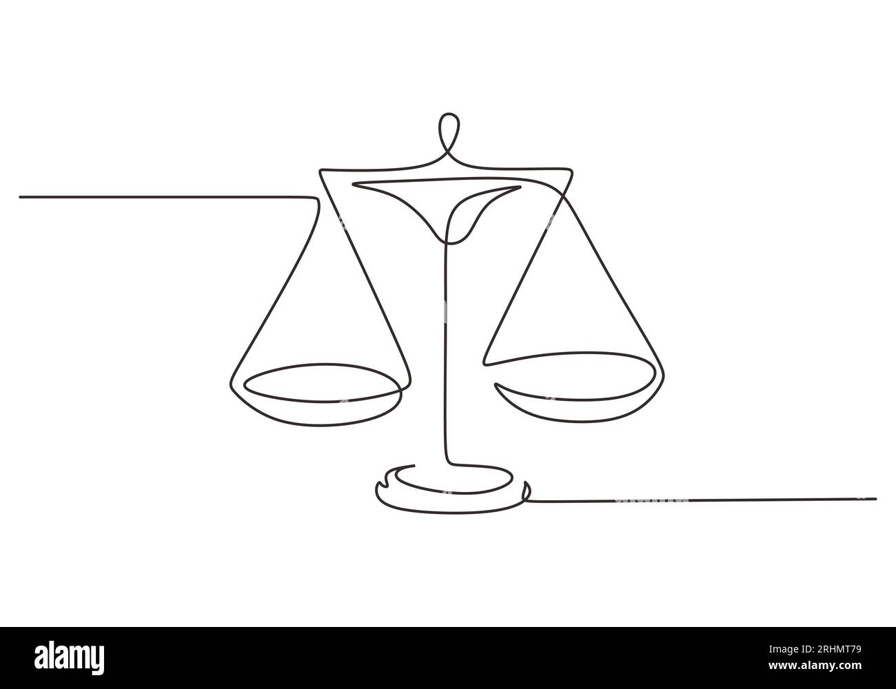 One continuous single line of court legal scales isolated on white ...