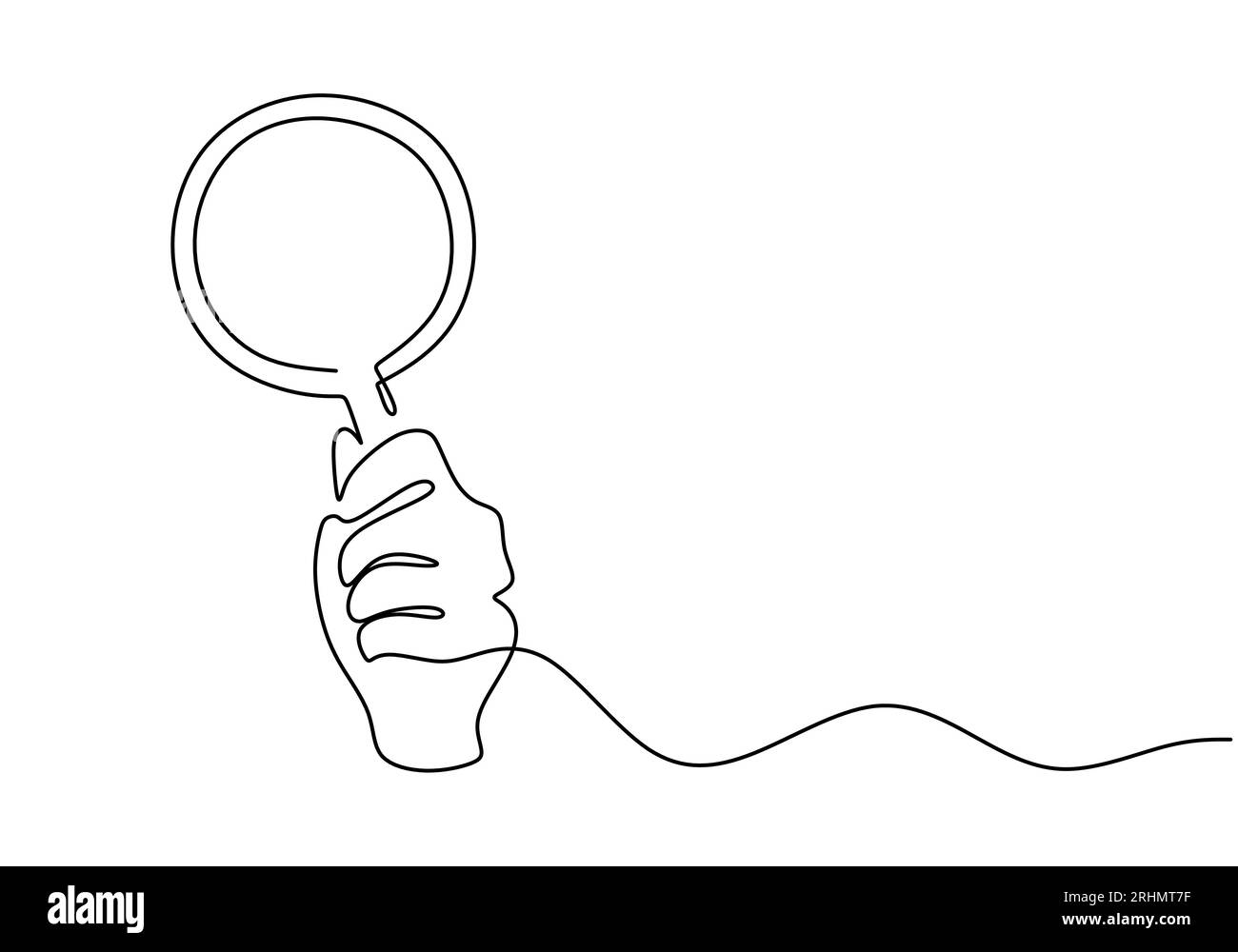 Continuous one single line of hand holding magnifying glass isolated on ...